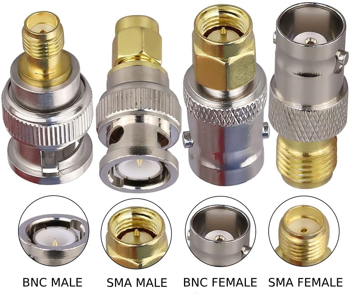 4 Piece BNC Male & Female to SMA Male & Female RF Connector Coaxial Ad – Envistia Mall