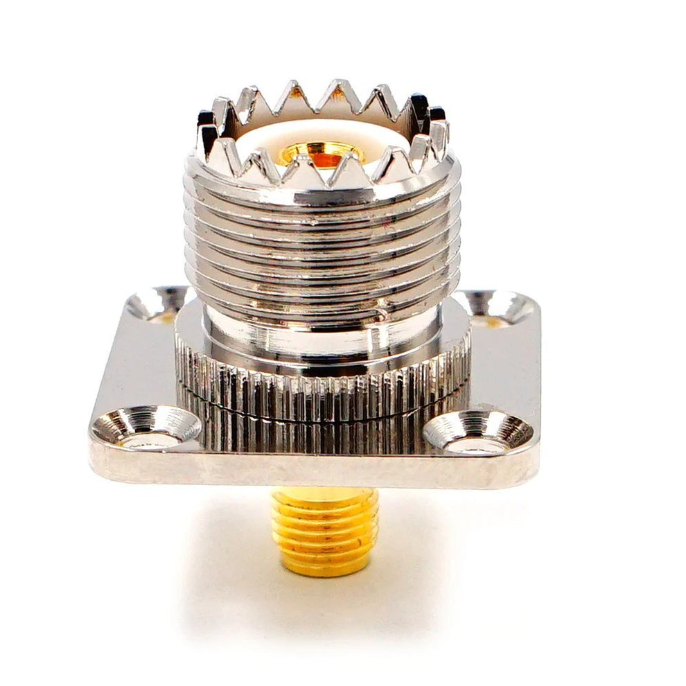 Flange Mount SO-239 UHF Female to SMA Female RF Panel Connector 4 Hole ...