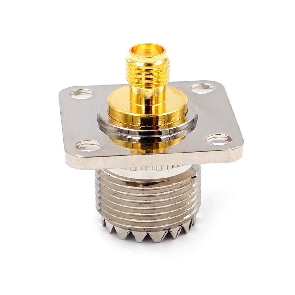 Flange Mount SO-239 UHF Female to SMA Female RF Panel Connector 4 Hole ...