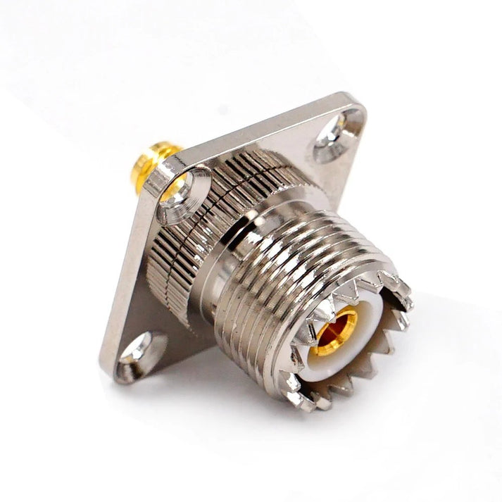 Flange Mount SO-239 UHF Female to SMA Female RF Panel Connector 4 Hole ...